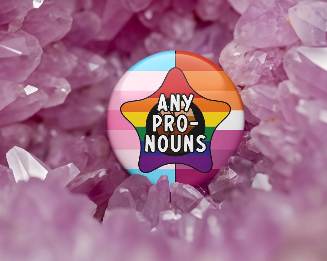 Custom Triple Pride Flag Star Pronoun Button Pin, Keychain, Magnet, or Zipper Pull - Etsy