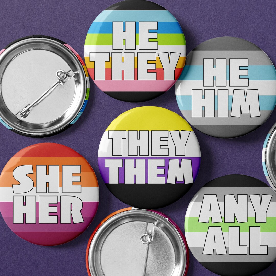 Custom Pride Flag Pronoun Button - Pin, Keychain, Magnet, Zipper Pull ...