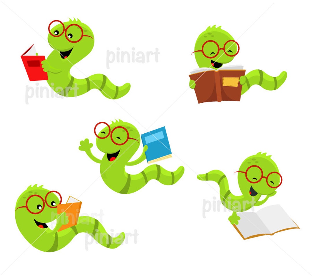 Bookworm Set / Royalty Free Vector Art / Instant Download - Etsy