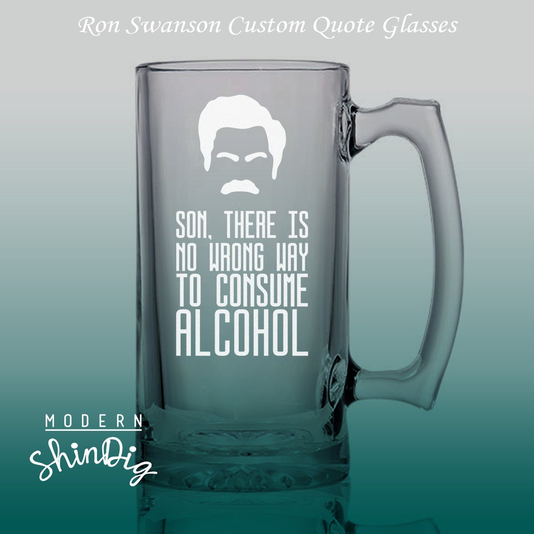 Ron Swanson Beer Mug: Etched 25oz Glass, Funny Quote Gift - Etsy