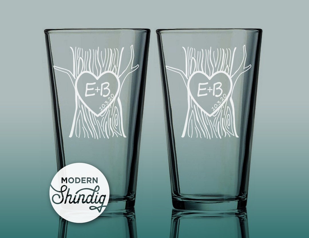 Etch Tree Carving Wedding Glasses, Set of Two Engraved Tree With ...