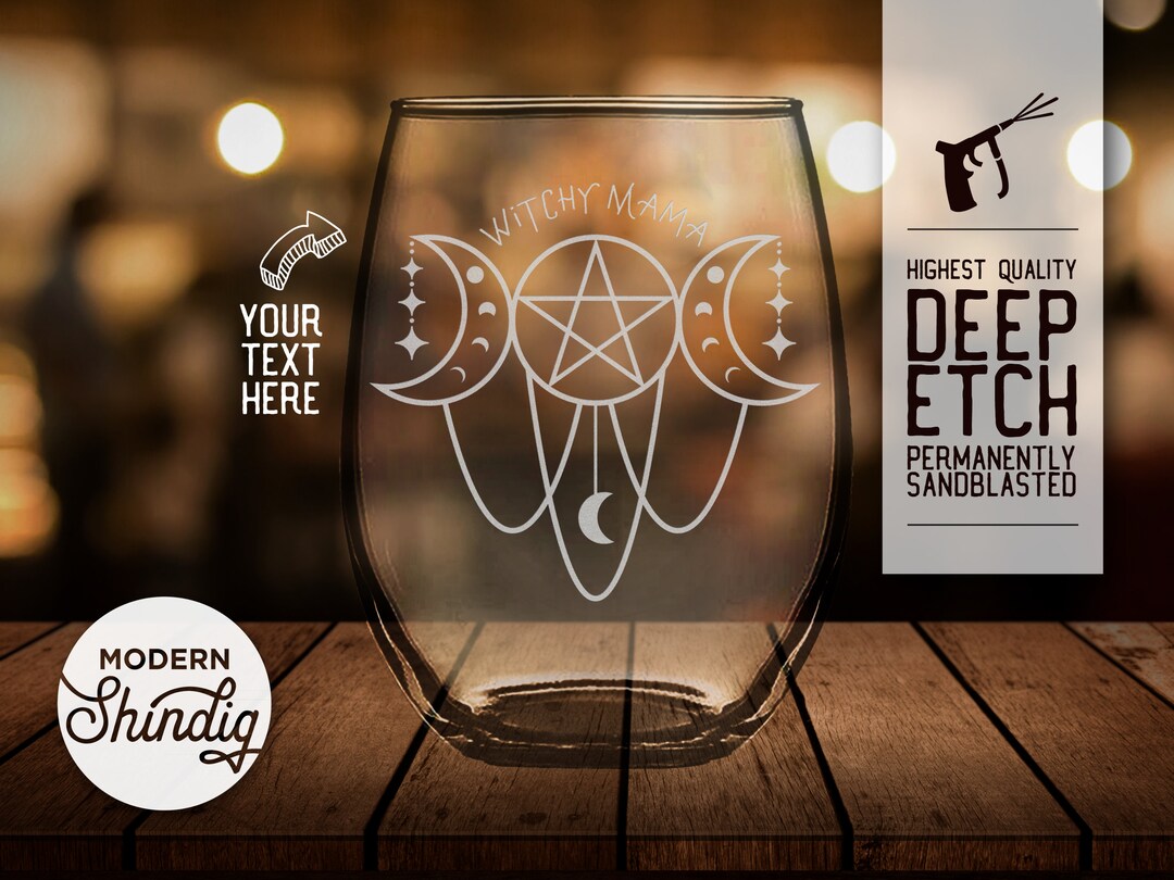 Triple Moon Goddess Wine Glass, Personalized Pagan Gift, Halloween ...