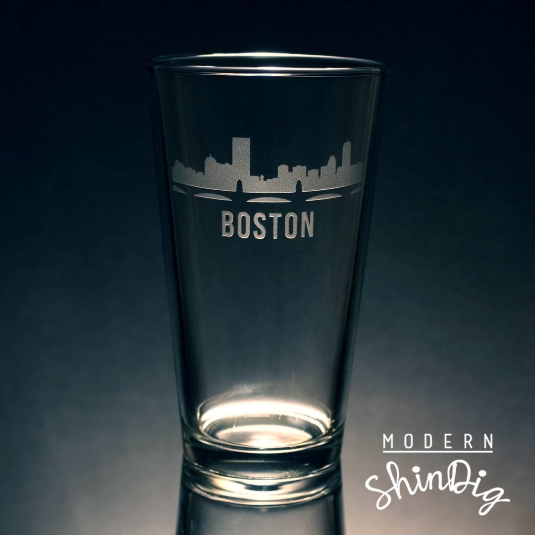 Etch Boston Glass Skyline Beer and Wine Glasses Boston Pint Glass ...