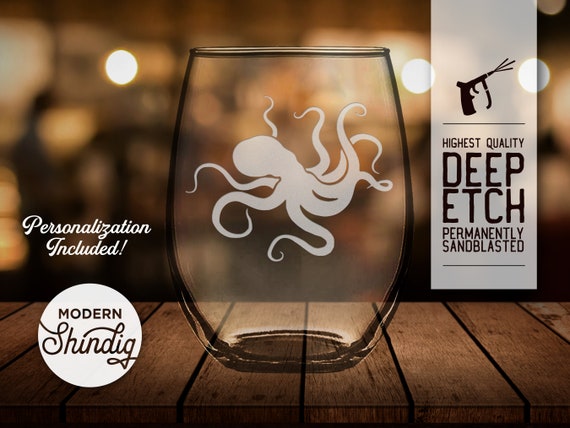 Octopus Etched Glass