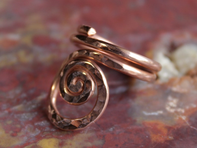 Hand Hammered Copper Wave Ring Textured Copper Ring Midi - Etsy