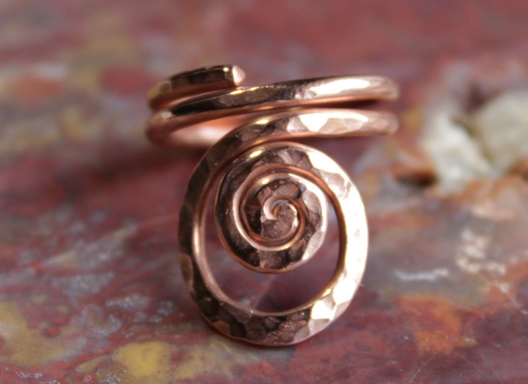 Hand Hammered Copper Wave Ring, Textured Copper Ring, Midi Ring,healing ...