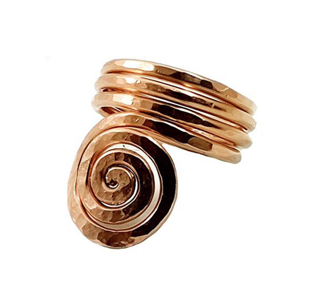 Women's Tight Spiral Copper Ring, Hand Hammered Copper Ring, Textured ...