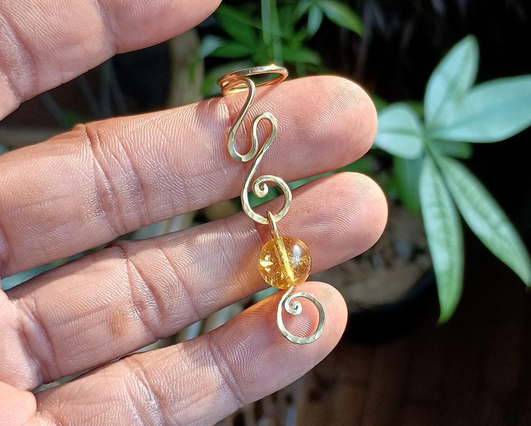 Citrine and Brass Loc Cuff Hair Adornment Jewelry for Braids and Locs ...