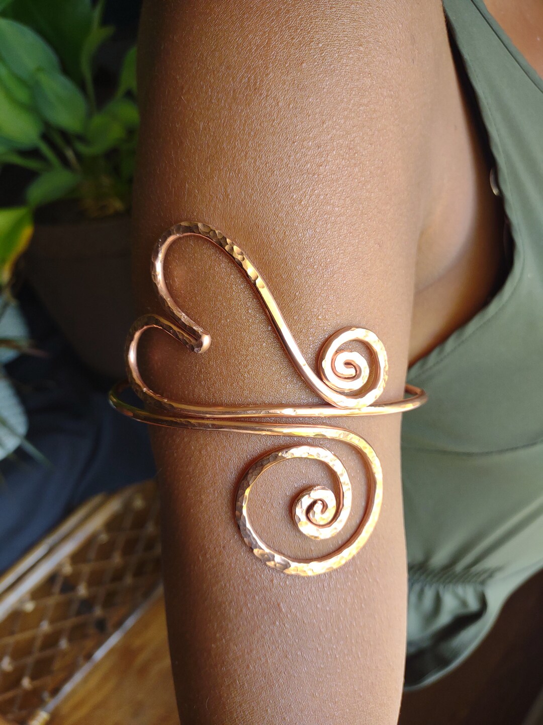 Armlet, Upper Arm Cuff, Copper Arm Bracelet, Arm Band, Heart Arm Cuff ...