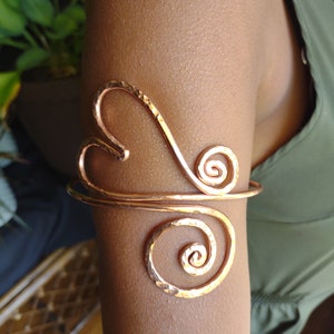 Armlet, Upper Arm Cuff, Copper Arm Bracelet, Arm Band, Heart Arm Cuff ...