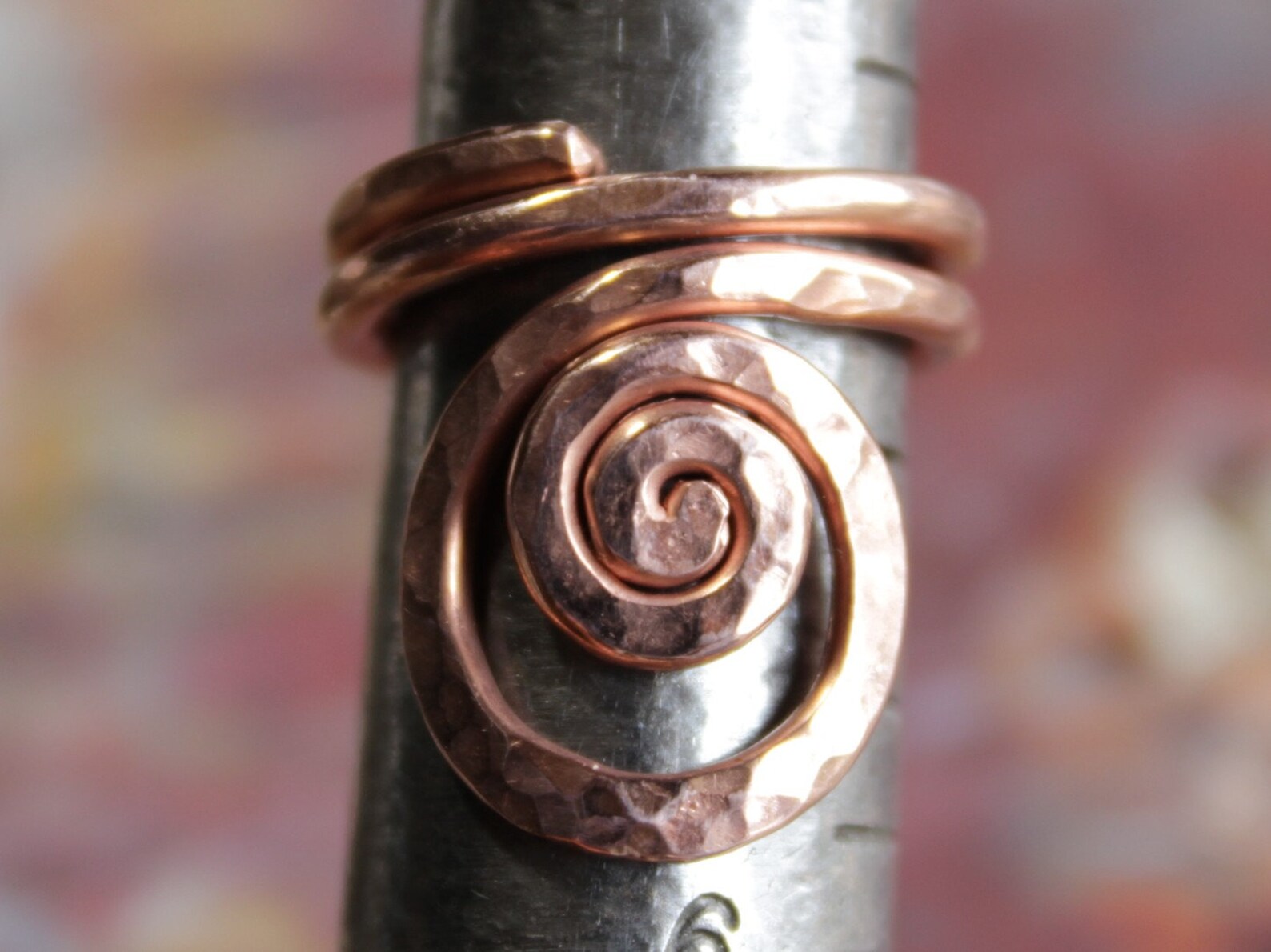 Hand Hammered Copper Wave Ring Textured Copper Ring Midi - Etsy