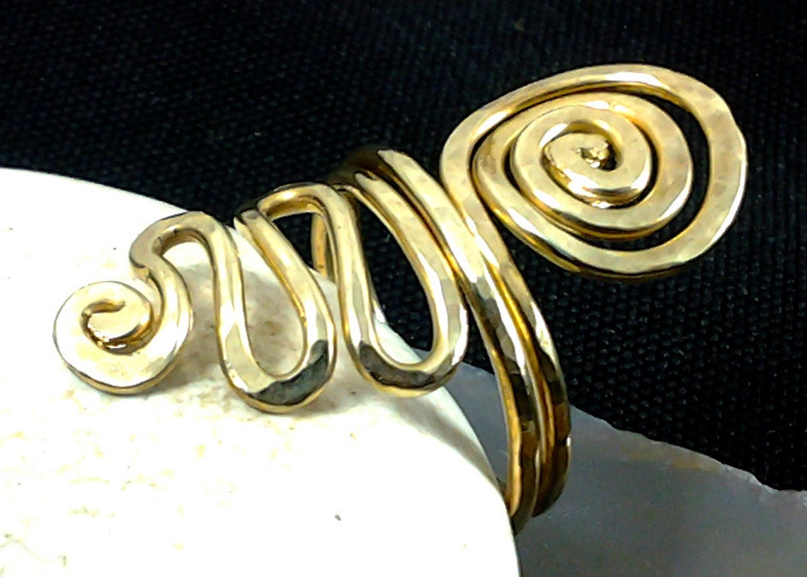 Solid Brass Spiral Ring Brass Pointer Ring Hand Hammered - Etsy