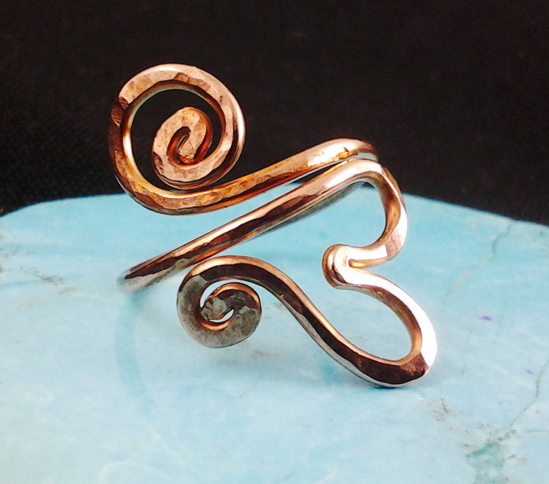 Women's Small Heart Copper Ring, Hand Hammered Copper Ring, Textured ...