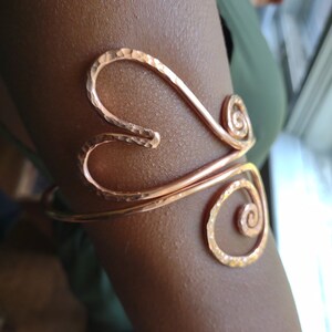 Armlet, Upper Arm Cuff, Copper Arm Bracelet, Arm Band, Heart Arm Cuff ...