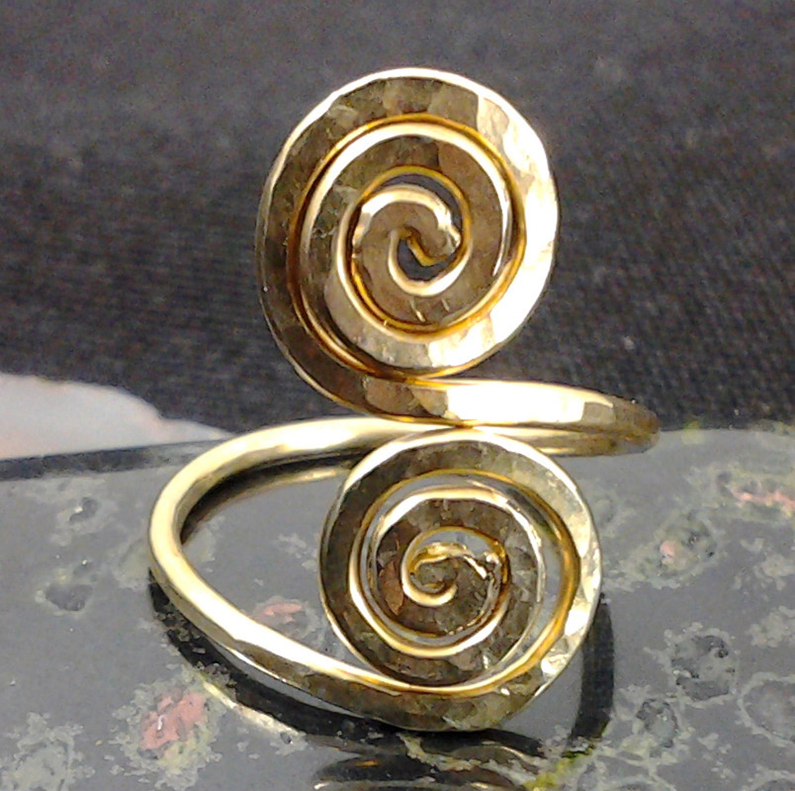 Solid Brass Ring Hand Hammered Brass Ring Textured Ring - Etsy