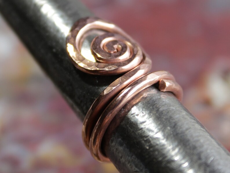 Hand Hammered Copper Wave Ring Textured Copper Ring Midi - Etsy
