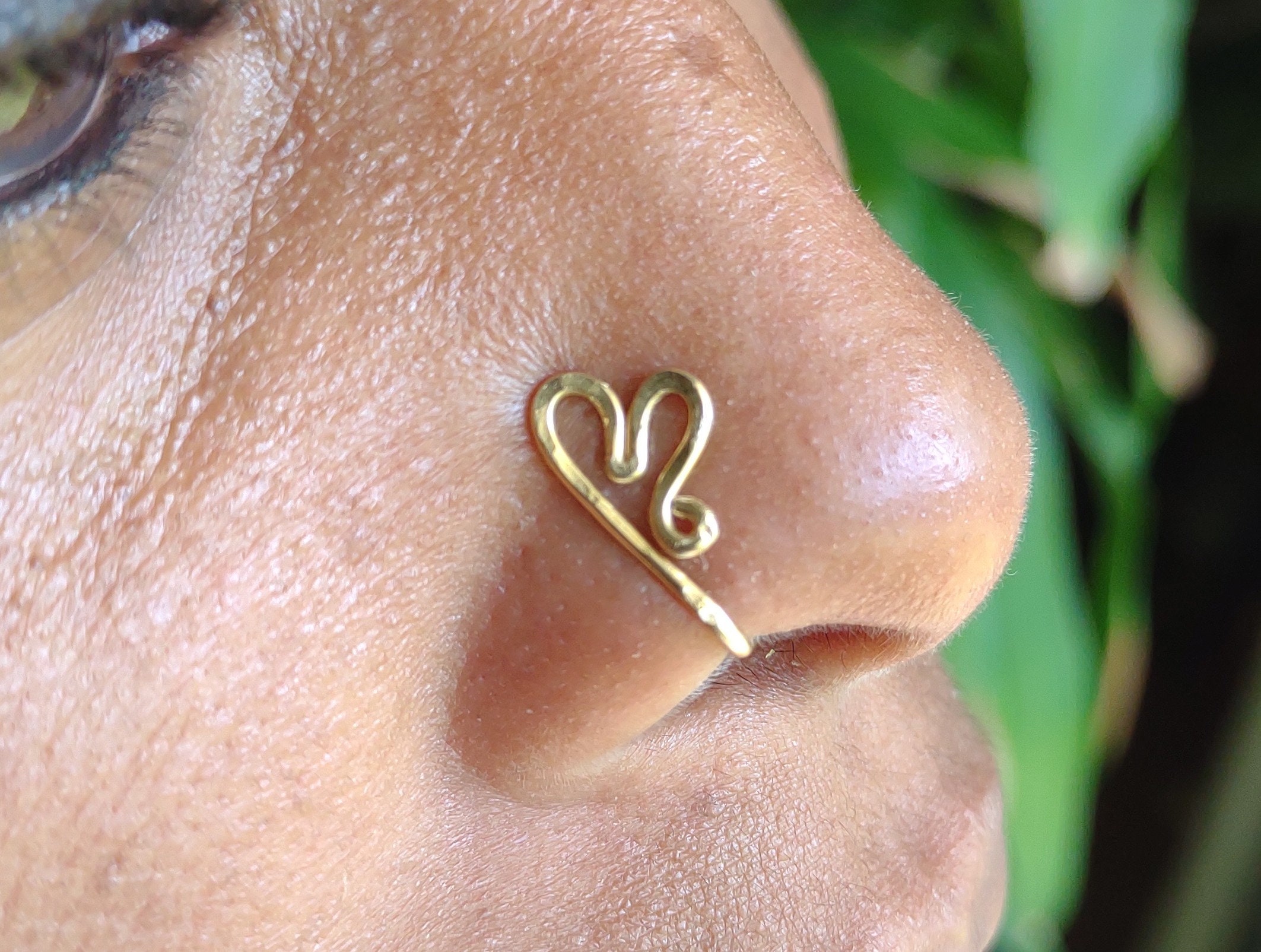 Solid Brass Hand Hammered Heart Nose Cuff Nose Clip Gold - Etsy