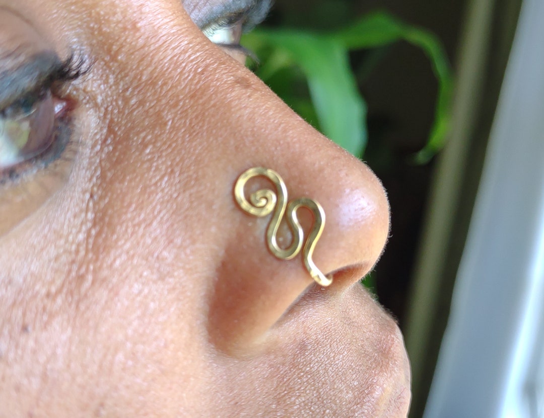 Solid Brass Nose Cuff, Nose Clip, Gold Nose Jewelry, Short Kundalini ...