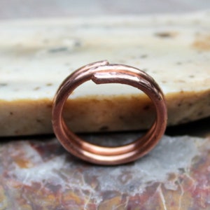Hand Hammered Copper Ring, Textured Band, Minimalist Style, Two Loops ...
