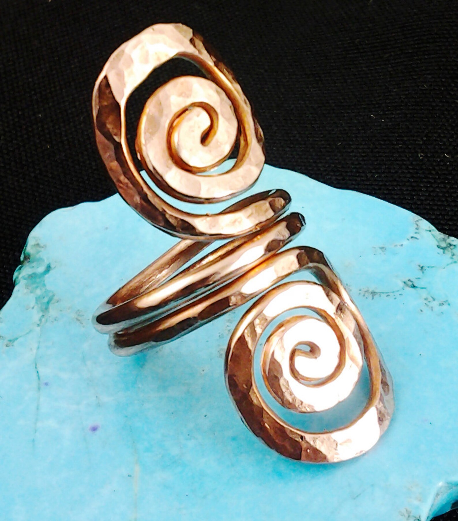 Wide Spiral Copper Ring Hand Hammered Copper Ring Long - Etsy