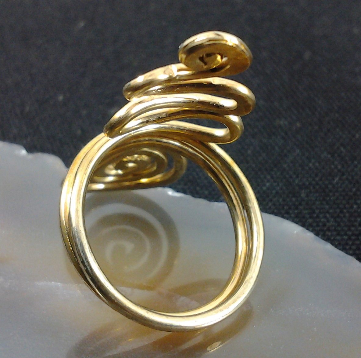 Solid Brass Spiral Ring Brass Pointer Ring Hand Hammered - Etsy