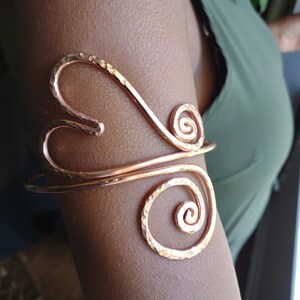 Armlet, Upper Arm Cuff, Copper Arm Bracelet, Arm Band, Heart Arm Cuff ...