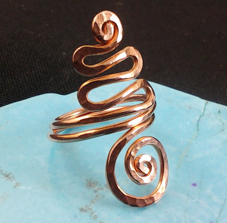 Women's Long Spiral Copper Ring Hand Hammered Copper - Etsy