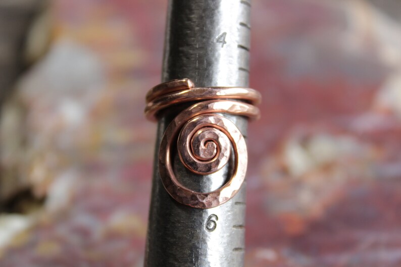 Hand Hammered Copper Wave Ring Textured Copper Ring Midi - Etsy
