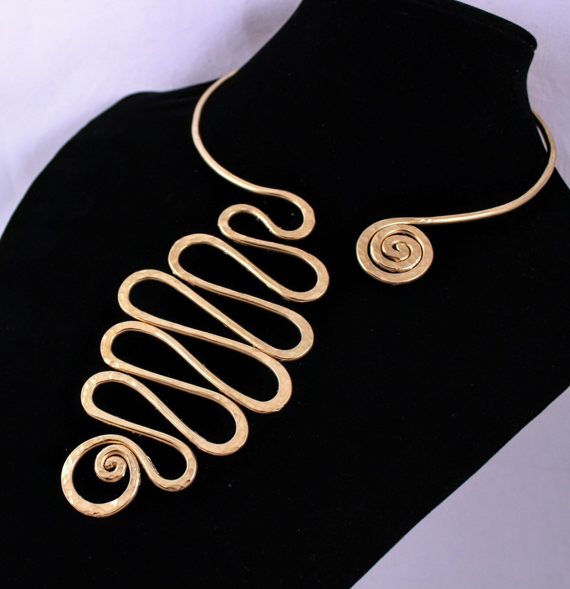 Brass Open Collar Necklace for Women Solid Brass Asymmetrical - Etsy