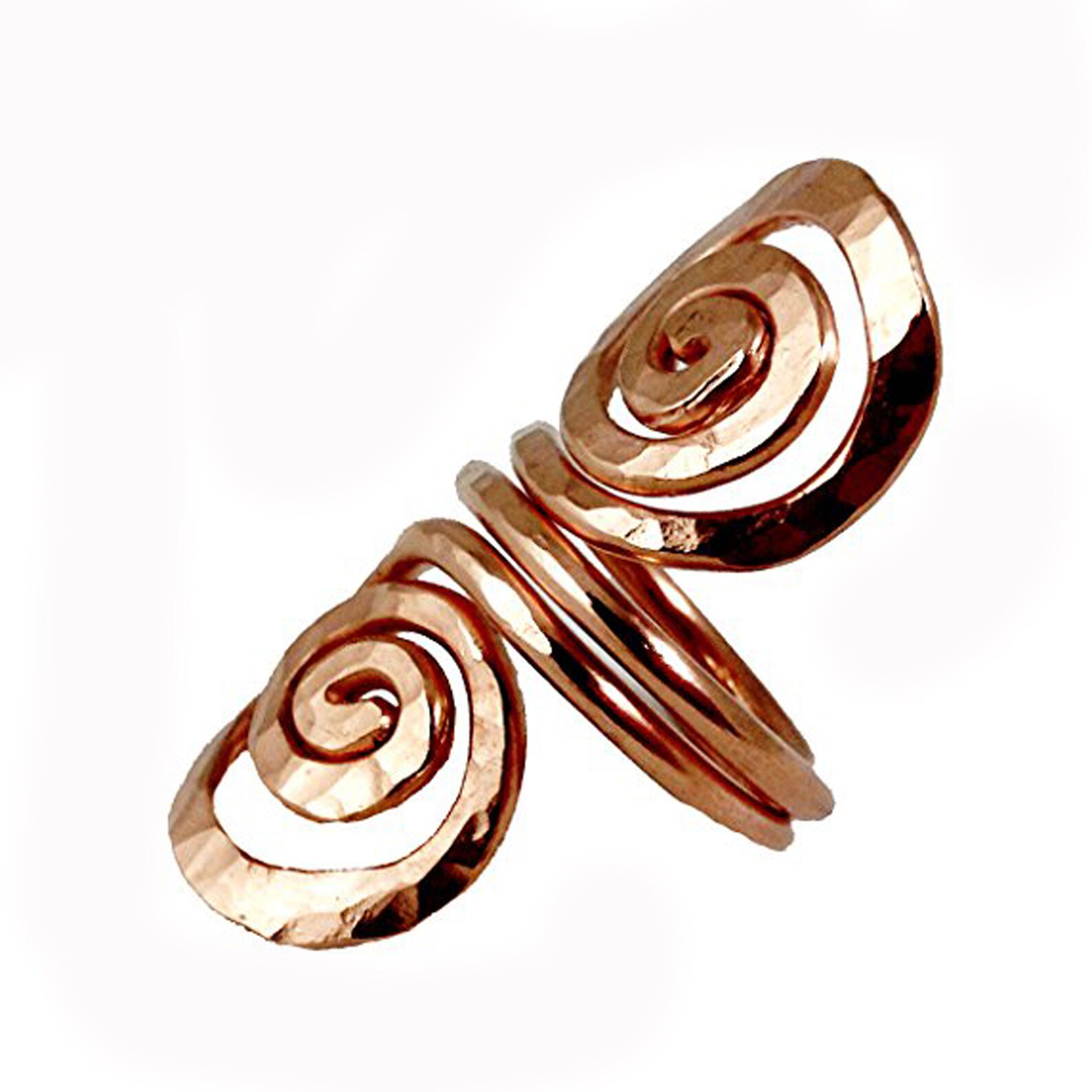 Wide Spiral Copper Ring Hand Hammered Copper Ring Long | Etsy