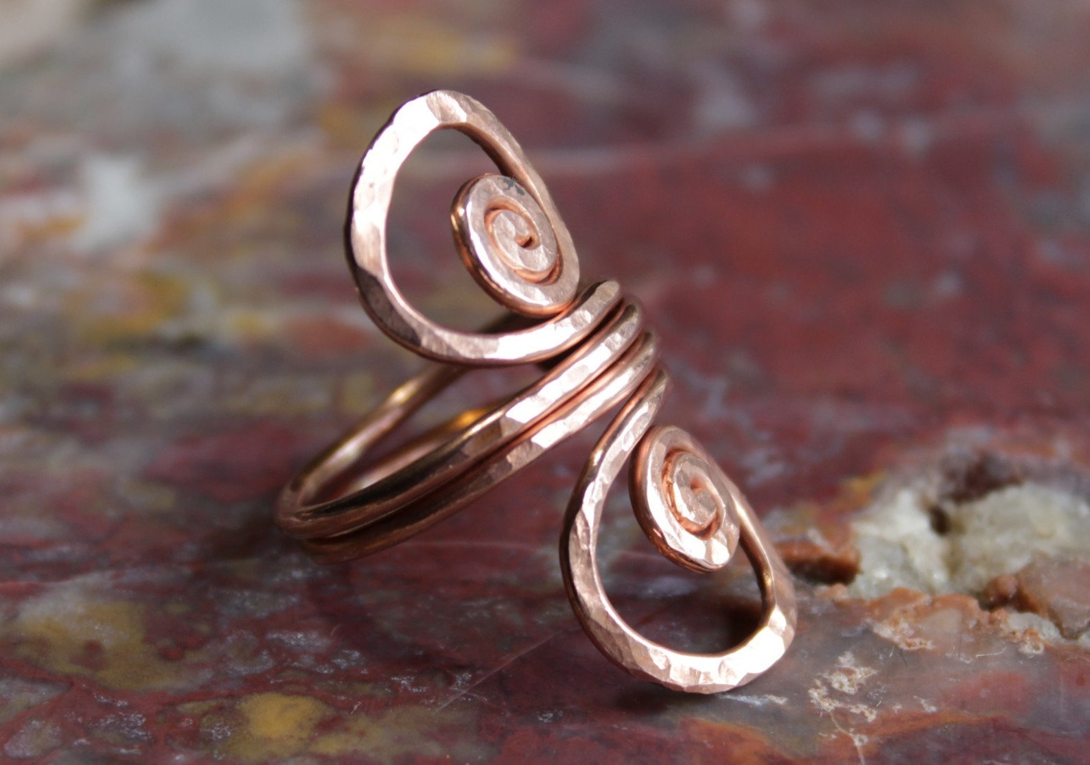 Hand Hammered Copper Spiral Ring, Textured Copper Ring,viking Ring ...