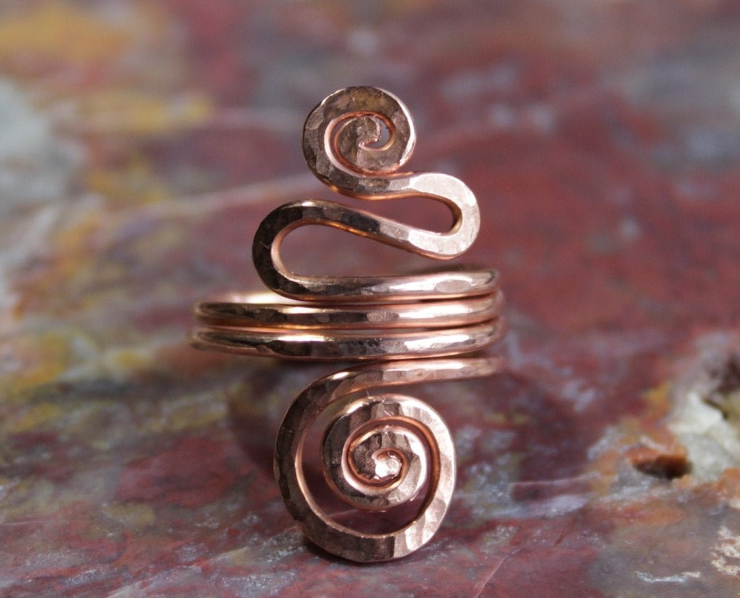 Hand Hammered Copper Ring, Textured Copper Ring, Copper Midi Ring ...