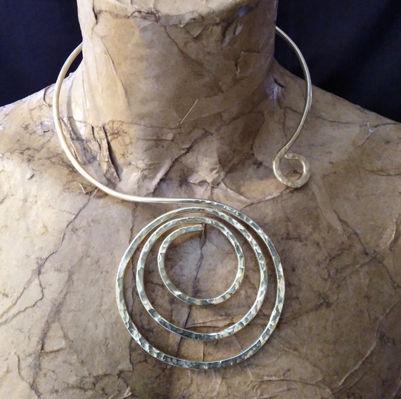 Brass Open Collar Necklace for Women Solid Brass Asymmetrical - Etsy
