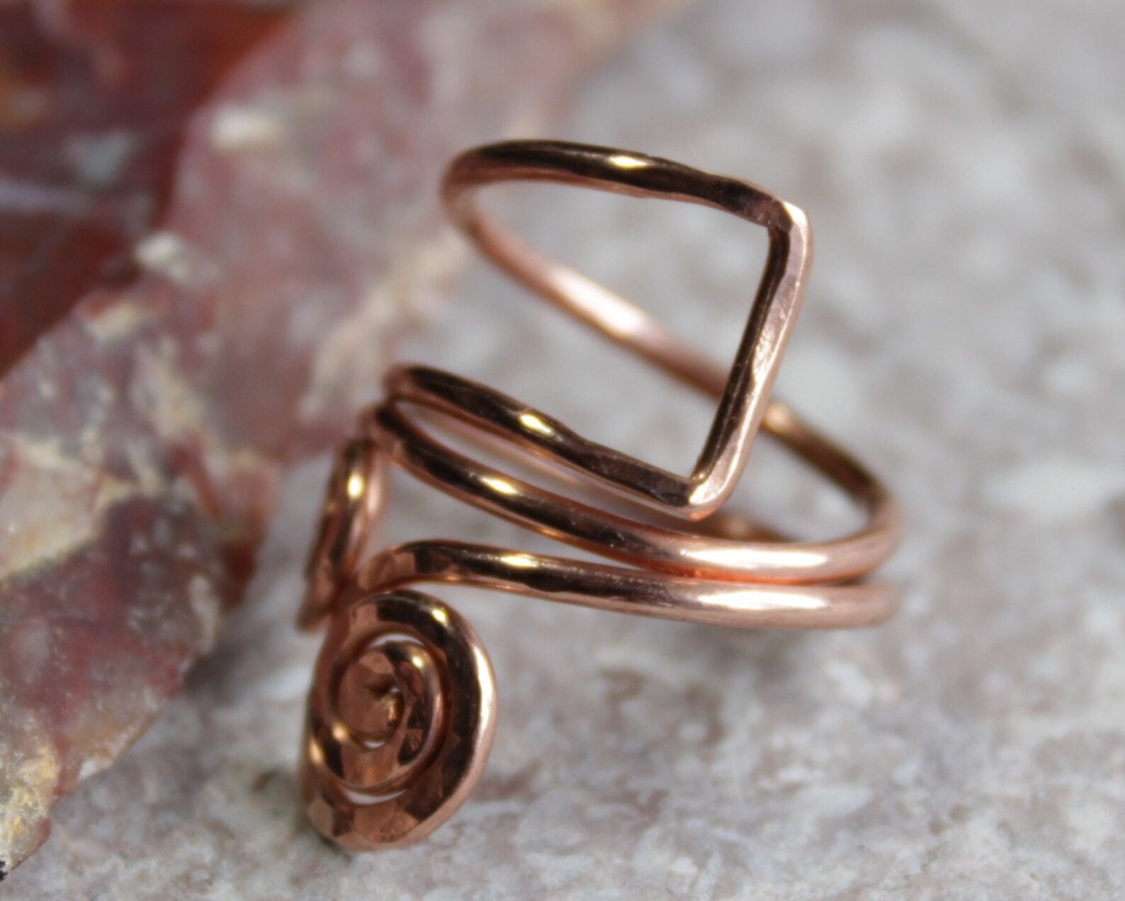 Women's Textured Copper Ring, Hand Hammered Copper Ring , Copper Midi ...