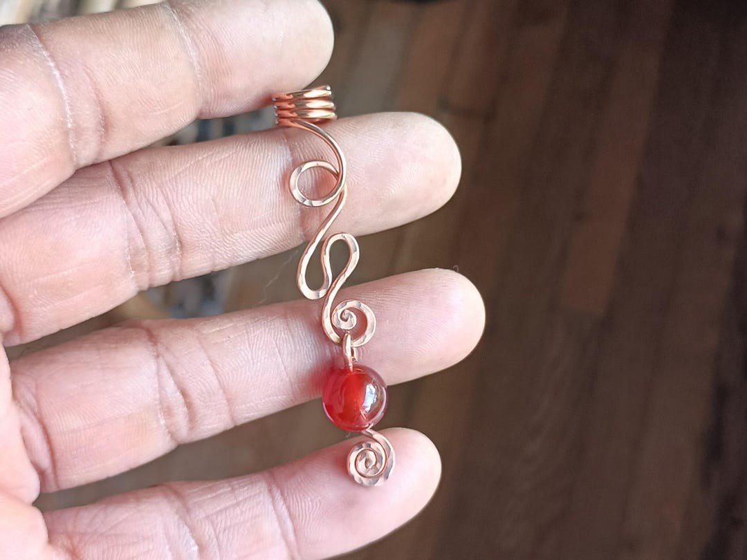 Carnelian and Copper Loc Cuff Hair Adornment Jewelry for Braids and ...