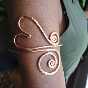 Armlet, Upper Arm Cuff, Copper Arm Bracelet, Arm Band, Heart Arm Cuff ...