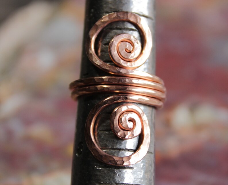 Hand Hammered Copper Spiral Ring, Textured Copper Ring,viking Ring ...