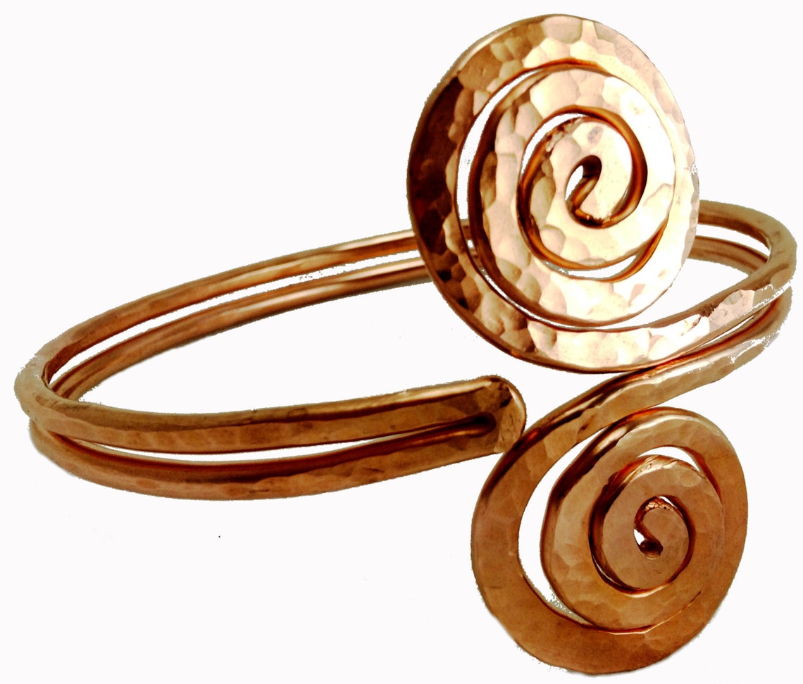 Tribal Copper Arm Band Cuff,arm Bracelet Hammered Double Spiral, Copper ...