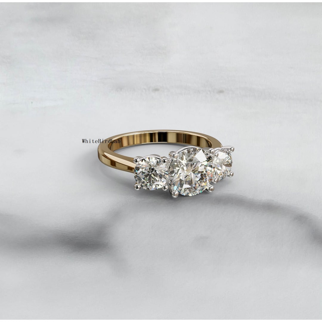 2.4 Ctw 3 Stone Lab Diamond Engagement Ring Anniversary Gift, Three ...