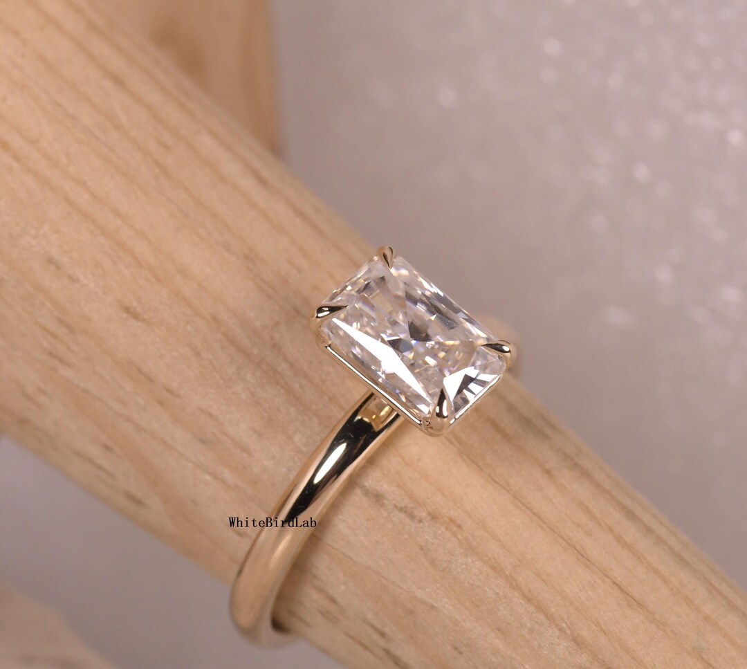 2 CT Radiant Cut Moissanite Ring, Radiant Cut Engagement Ring, Radiant ...