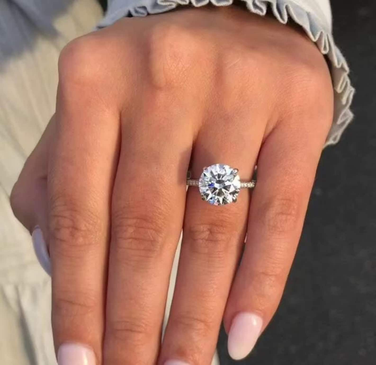 4.00 CT Lab Diamond Round Solitaire Engagement Ring, Brilliant Round ...