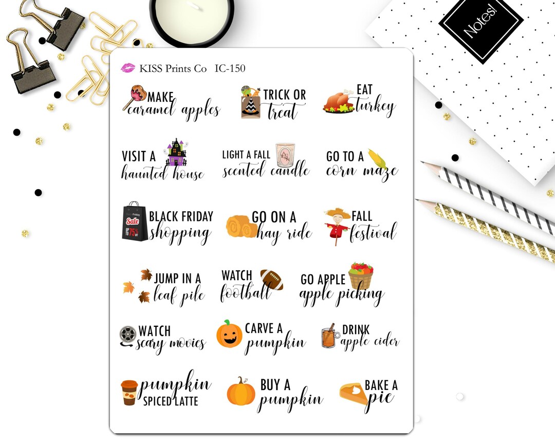 Fall Bucket List Stickers! Perfect for Your Planner or Journal! IC-150 ...