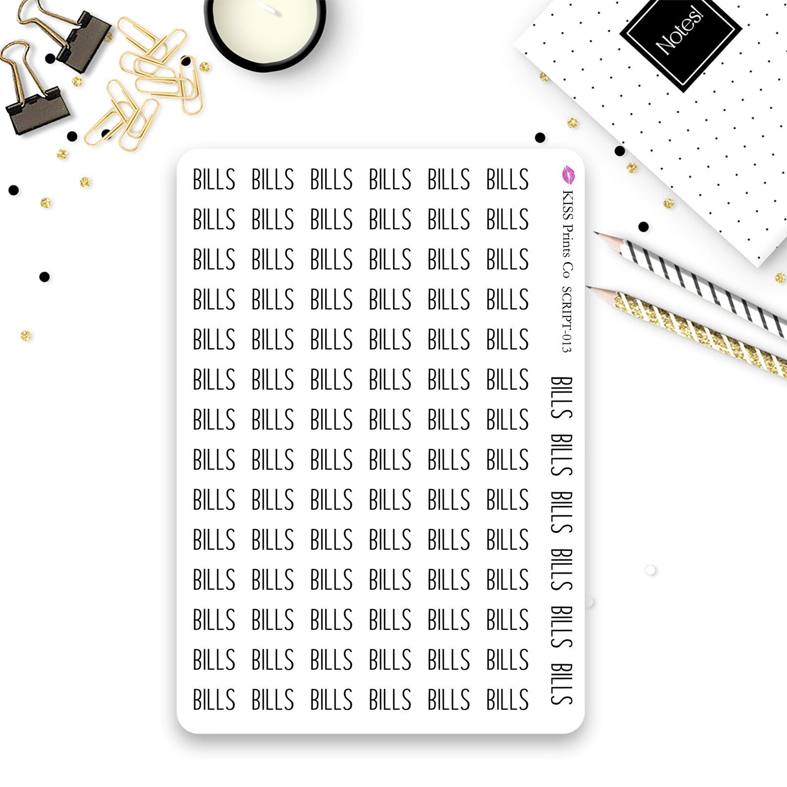 BILLS Script Stickers Perfect for Your Planner or Journal - Etsy