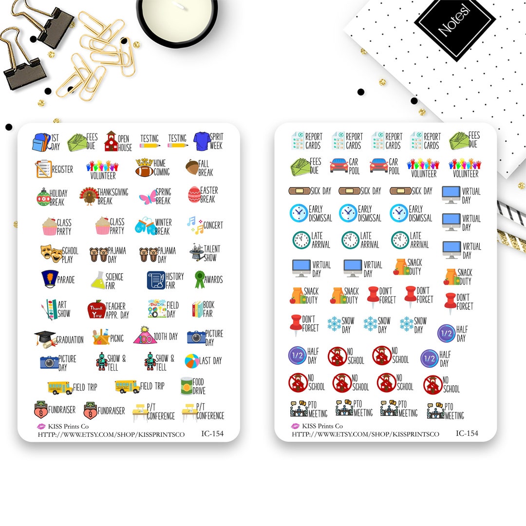School Variety Icons Planner Stickers! Perfect for Your Planner ...