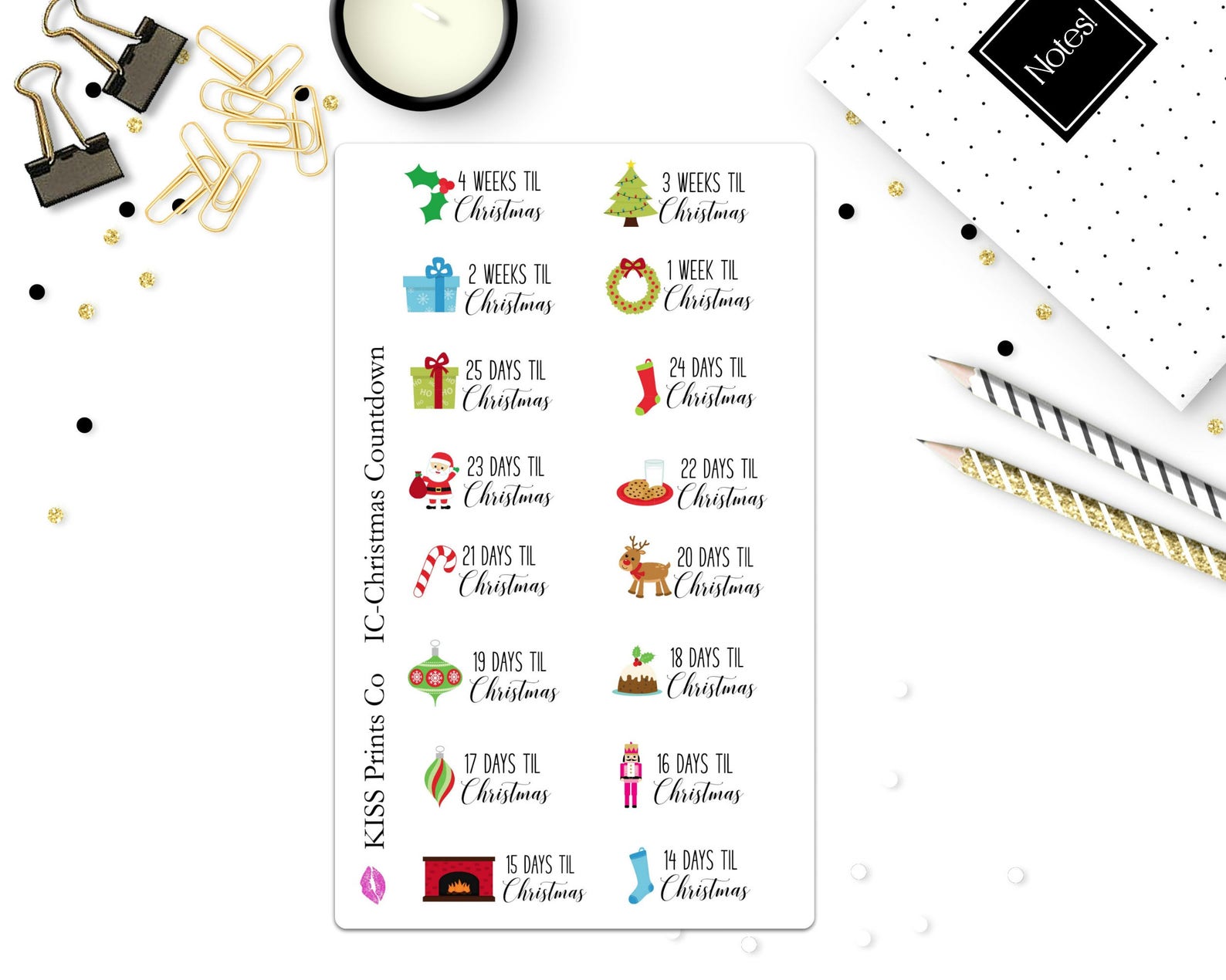 Christmas Countdown Stickers! Perfect for Your Planner or Journal! Ic ...