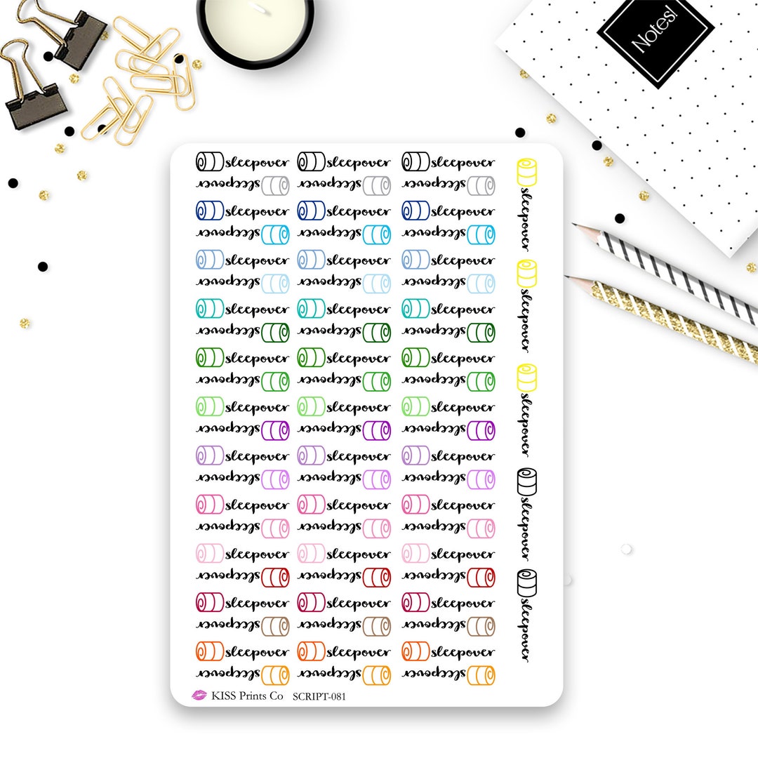 SLEEPOVER Script Stickers! Perfect for Your Planner or Journal! Script ...