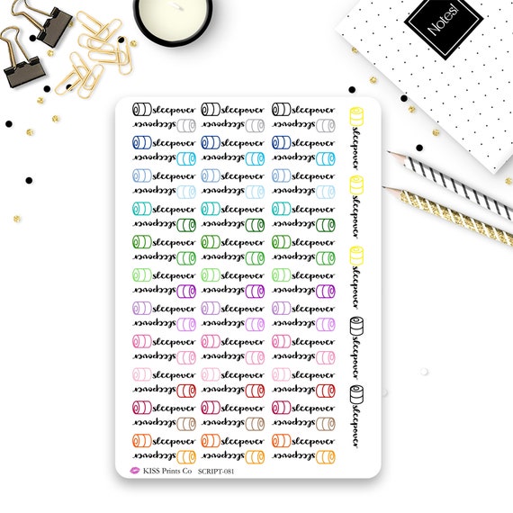 SLEEPOVER Script Stickers Perfect for Your Planner or - Etsy