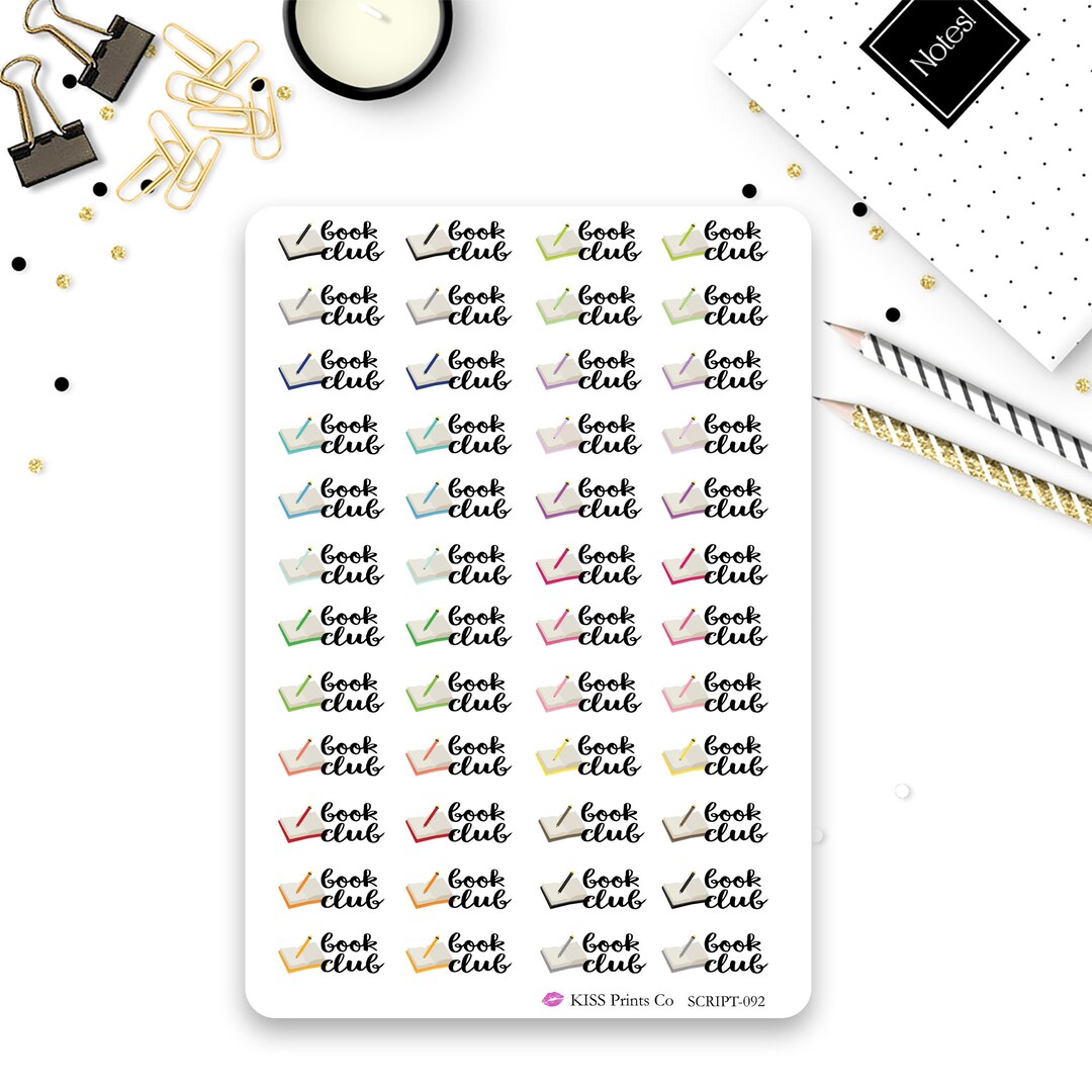 BOOK CLUB Script Stickers! Perfect for Your Planner or Journal! Script ...