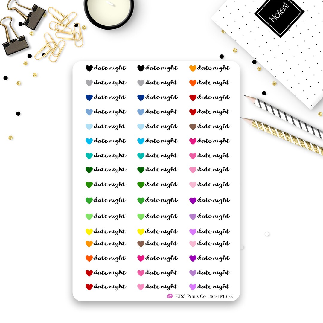 DATE NIGHT Script Stickers! Perfect for Your Planner or Journal! SCRIPT ...