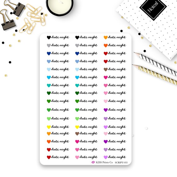 DATE NIGHT Script Stickers Perfect for Your Planner or - Etsy
